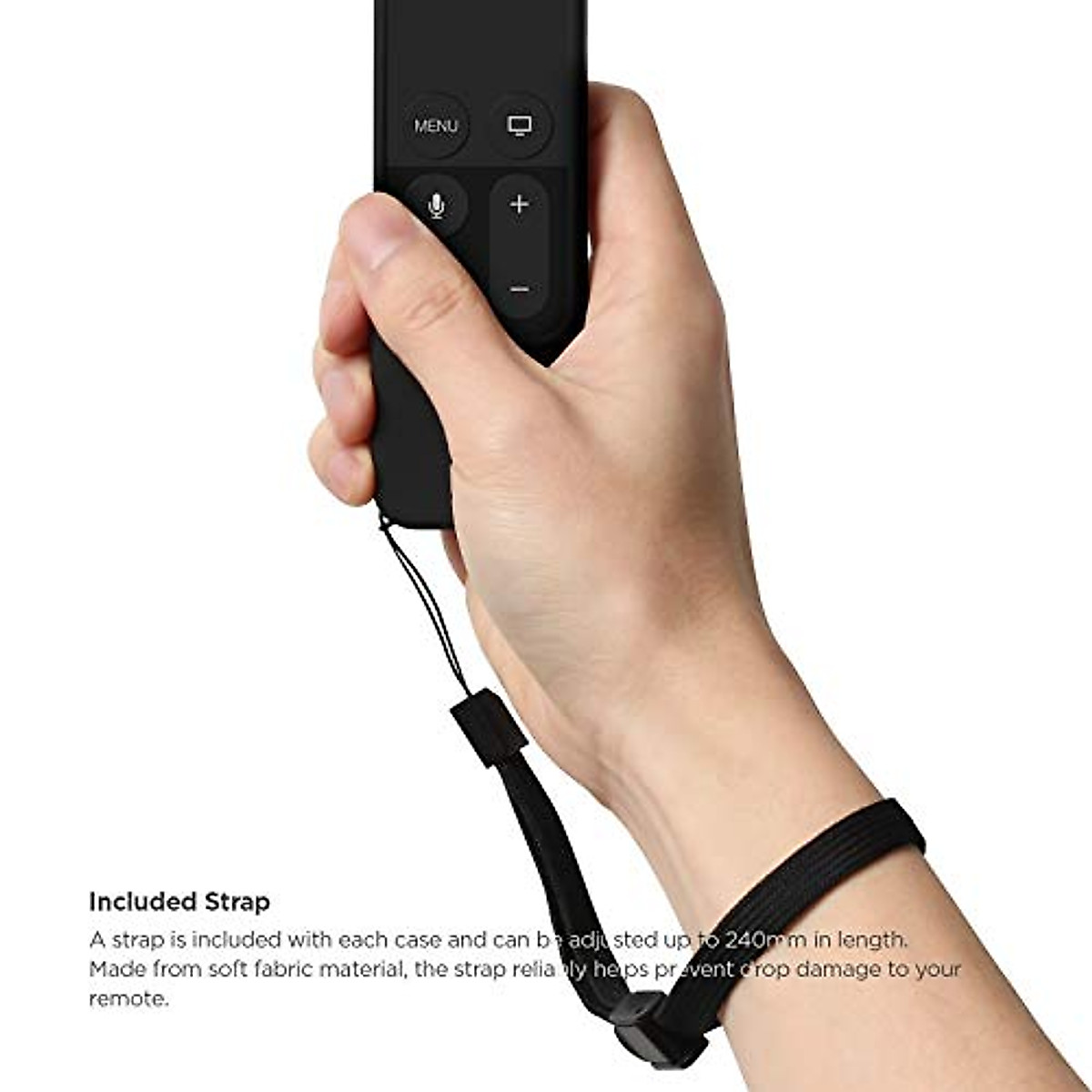 elago R1 Protective Silicone Case Cover Compatible with Apple TV 4K Siri 4th and 5th Generation Siri Remote Control - [Magnet Technology] [Lanyard Included] [Shock Absorption] - Black