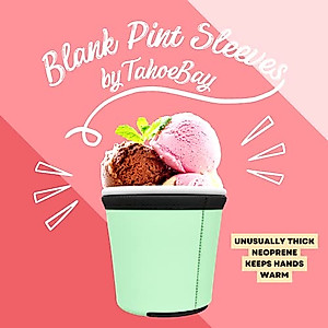 TahoeBay Blank Ice Cream Pint Sleeves (4-Pack) Extra Thick Insulated Neoprene Covers for Tapered Tubs, Customize with Heat Transfer Vinyl and Sublimation (Multicolor)