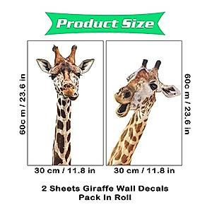 Cute Giraffe Wall Decals 2 Sheets Giraffe Decor Stickers, Lovely Window Decor Animal Wall Stickers Art Decorations for Kids Room Living Room Nursery Classroom