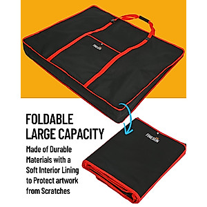 FINESUN Art Portfolio Case, Art Supply Storage Organizer, Art Bag with Frame Construction& Shoulder Straps, Portfolio Folder for Artwork, Drawings& TV (35x43 Inch)