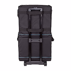 ArtBin 6922SP Tote Express Rolling Portable Art Craft & Sewing Storage Organizer Bag with Wheels-Fits Sewing Machine, 0, Black/Aqua