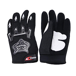 WPHMOTO Kids Full Finger Motorcycle Dirt Bike Riding Cycling Sports Gloves (S, Red)