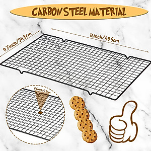 Harloon 6 Pieces Cooling Racks for Cooking and Baking Oven Safe Grid Wire Set Heavy Duty Carbon Steel Nonstick Baking Rack for Roasting Cooking Grilling Drying (16 x 9.8 Inches)