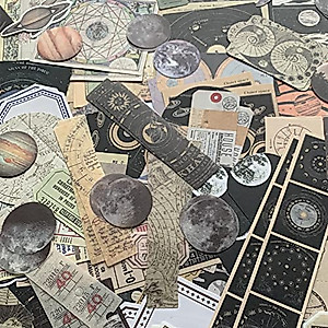200pcs Aesthetic Stickers for Journaling - Vintage Scrapbook Stickers Journaling Supplies Space Moon Stickers Scrapbooking Supplies Paper for Witch Bullet Journals Supplies Kit Junk Journal Planners