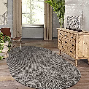 DECOMALL Azure Braided Oval Indoor Outdoor Area Rugs, 4’x6’ Oval Grey