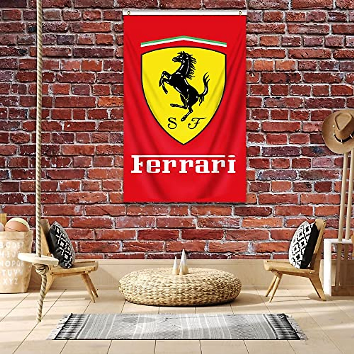 Kasflag Racing Flag Banner Vertical (3x5 Feet, Heavy Duty, Durable 150D Polyester) Brass Grommets Banner For Outdoor Room Man Cave/Garage