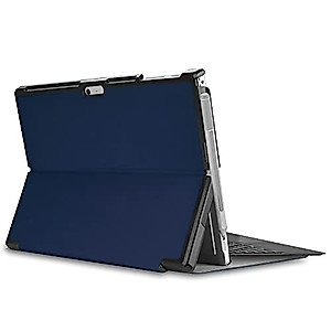 ZZOUGYY Tablet Case for Microsoft Surface Pro 4/5/6/7 12.3" - Ultra Slim Folio Stand, Lightweight Faux Leather, Dark Blue - Luxury Design, Water Resistant, Perfect for Working and Entertaining
