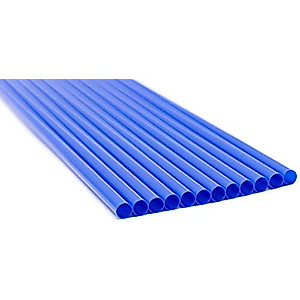Made in USA Pack of 250 Unwrapped BPA-Free Plastic Slim Drinking Straws (Blue - 10" X 0.21")