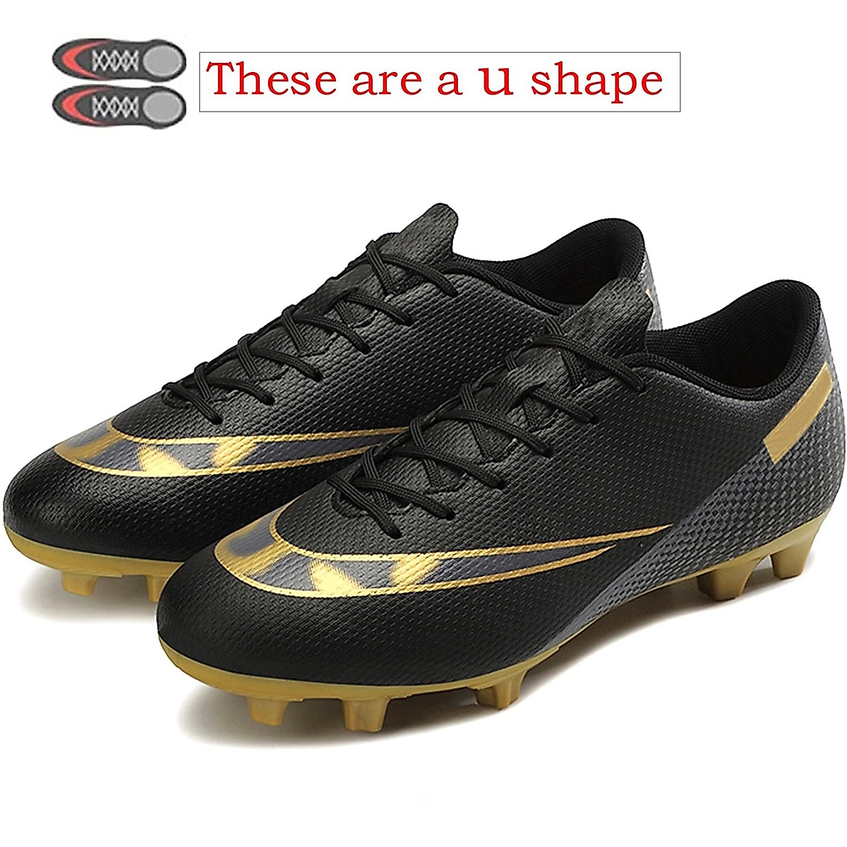 OAOUIA Men's Soccer Cleats Training Soccer Shoes Youth Outdoor Football Shoes Indoor Futsal Breathable Sneakers Black 7
