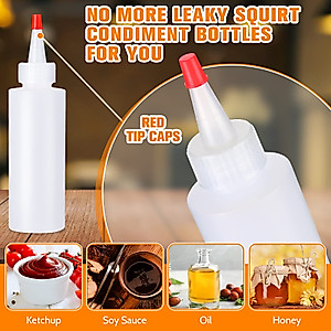 Nuenen 80 Pieces 4 oz Squeeze Bottle with Cap Squeeze Condiment Bottles for Sauces Ketchup Liquids Paint Clear Empty Refillable Plastic Squirt Bottles with Red Tip Cap