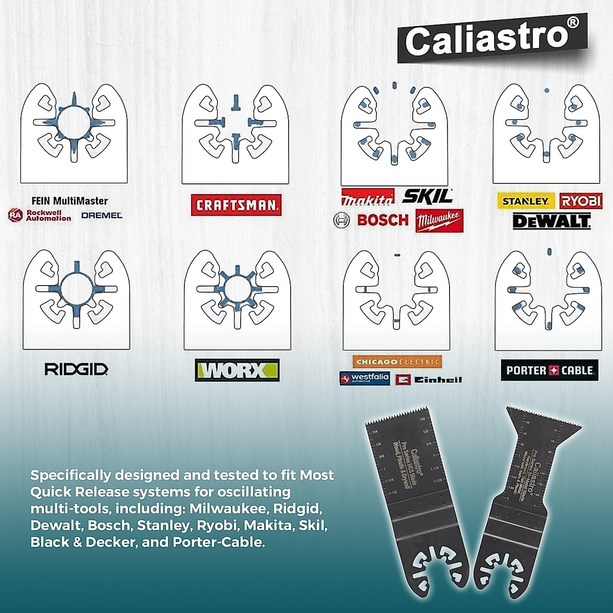 Caliastro 20 Wood Metal Professional Oscillating Multi Tool Quick Release Saw Blades with Universal Fit for Milwaukee, Ridgid, Dewalt, Bosch, Stanley, Ryobi, Makita, Skil, Black & Decker