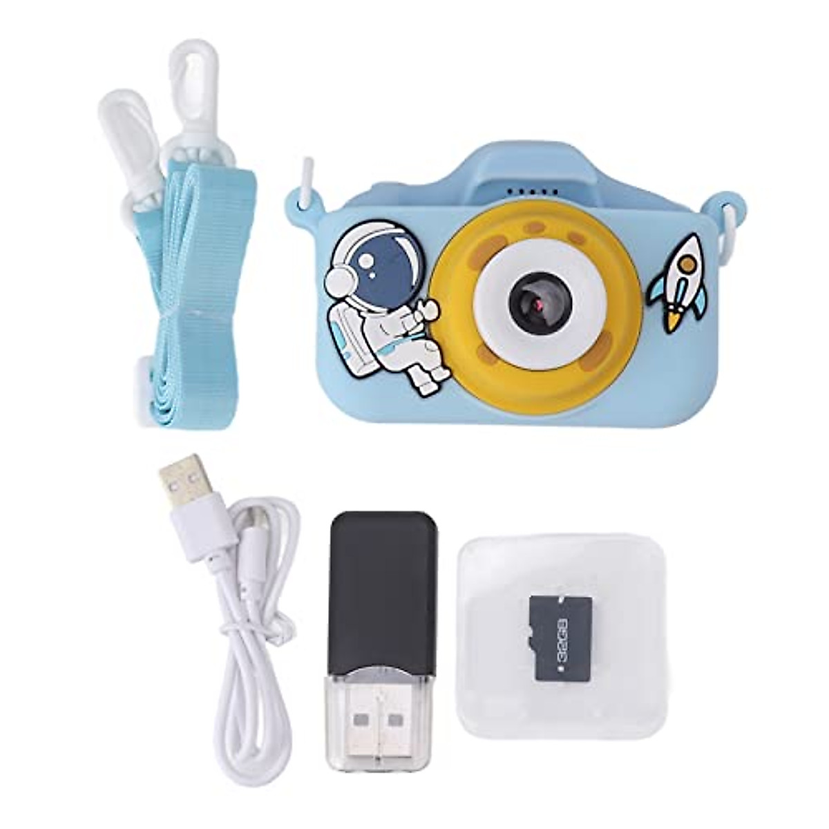 Jopwkuin Kids Camera, HD Digital Camera Timing Video Recording Multi Photo Frame AI Face Recognition 20MP for Boys and Girls Gift (Blue)