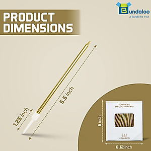 Bundaloo Gold Birthday Candles for Cake - Set of 48 Gold Candles for Birthday Cakes - with Plastic Holders, 5.5" Long, 0.20" Thickness