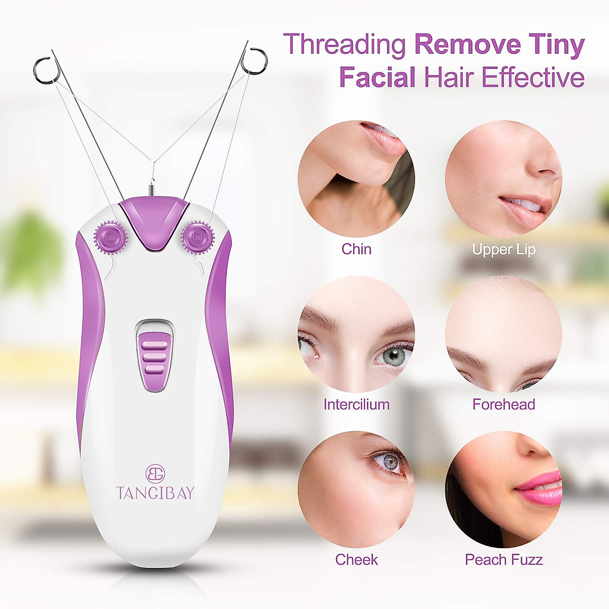 Cordless Electric Facial Threading Hair Removal for Women, Rechargeable Face Hair Remover Cotton Thread Epilator for Fast Removing Very Fine Vellus Hair on Face & Chin (Rose Red)