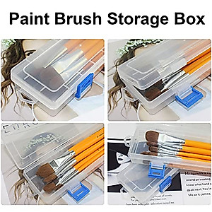 4 Pack Paint Brush Storage Box Clear Paint Brush Holder Long Brush Storage Case Watercolor Pen Container with Buckle