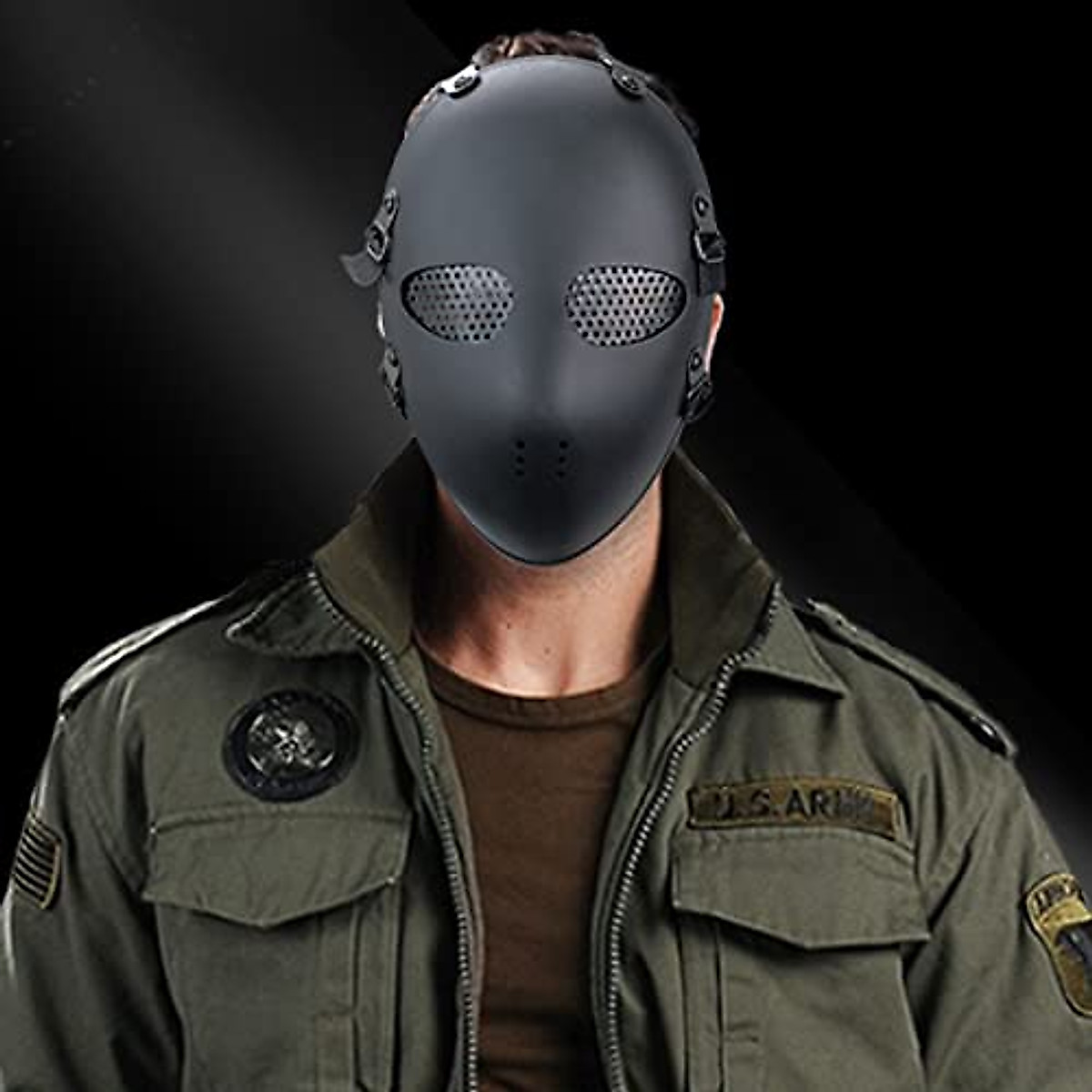 Airsoft Paintball Mask Tactical BB Gun Classic Style Head Protective Mask Field Hunting Military War Game Shooting Accessories (Black)