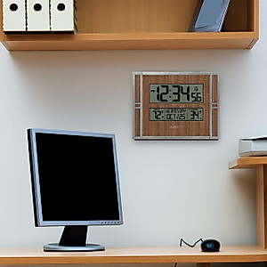La Crosse Technology BBB86088 Atomic Digital Wall Clock with Indoor & Outdoor Temperature