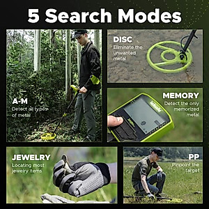 Metal Detector for Adults, 5 Professional Mode with Higher Accuracy 10” Waterproof Coil for Gold Detecting