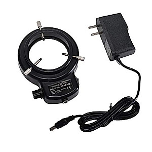 Black 144 LED Bulb Microscope Ring Light Illuminator Adjustable Bright Lamp + Adapter