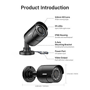 ANNKE 4 Pack 1080P HD TVI Home Security Camera Outdoor Indoor, 1920TVL, IP66 Waterproof, Night/Day Vision, Surveillance CCTV Bullet Camera