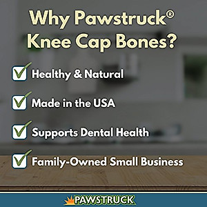 Pawstruck Natural Knee Cap Dog Bones Pet Food, 10-Pack Dog Treats for Aggressive Chewers, Low Fat and High Protein Dental Chews, Beef Flavor, Long Lasting and Calming Rawhide Alternatives, 1.34 Kg