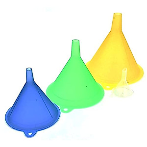 Funnels Variety Set of 5 Mini, Small to Larg Plastic Funnel for Kitchen Liquid Spices Powder Cosmetic Lotion Essential Oils