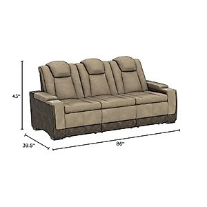 Signature Design by Ashley Next-Gen DuraPella Power Reclining Sofa with Adjustable Headrest, Sand
