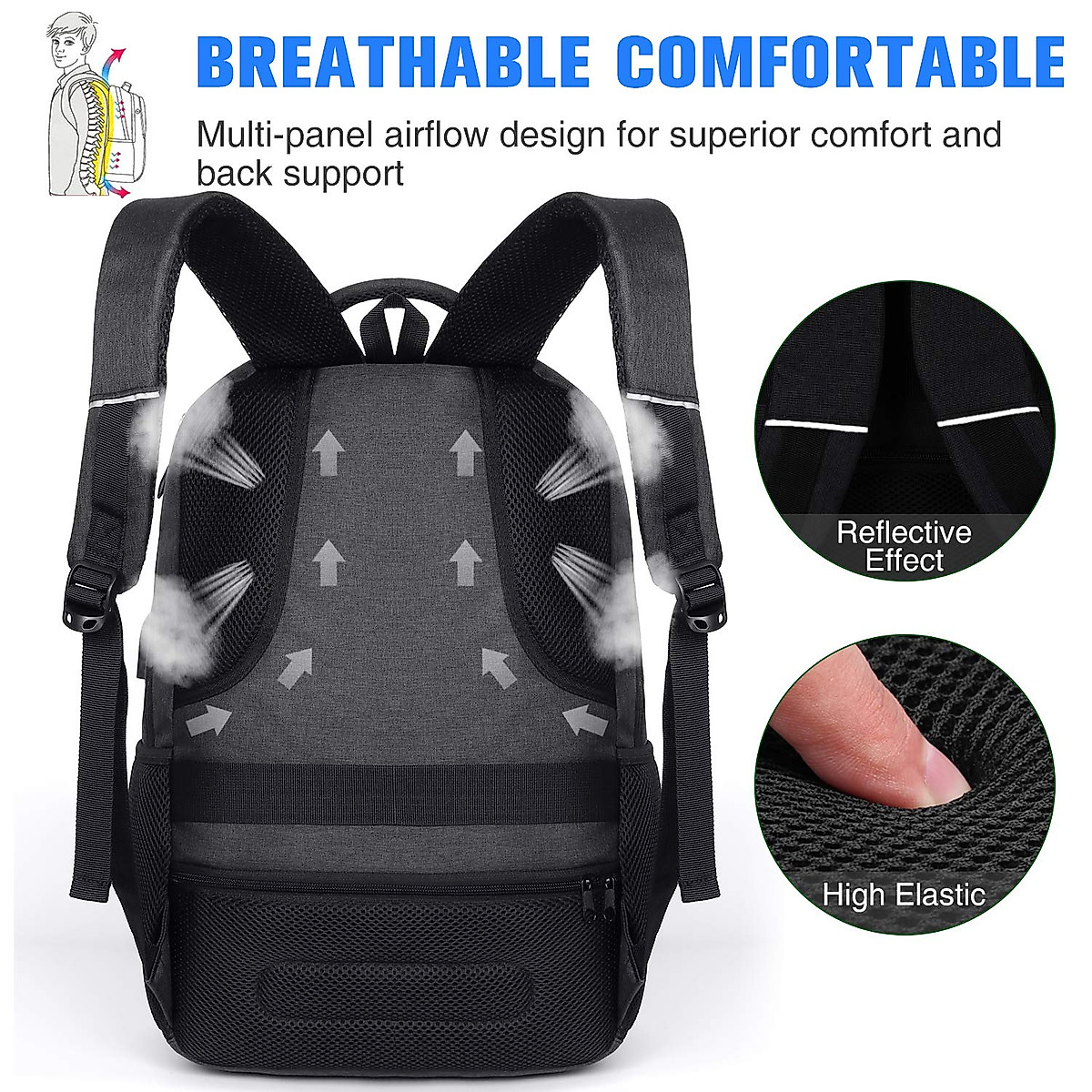 Paude Backpack for Men and Women,School Backpack for Teens,15.6 inch Laptop Backpack with USB Charging port for Business College Travel