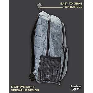 Reebok Backpack - Santa Fe Sports Gym Bag - Lightweight Carry On Weekend Overnight Luggage - Casual Daypack for Travel, Beach, Size onesize, Heather Grey