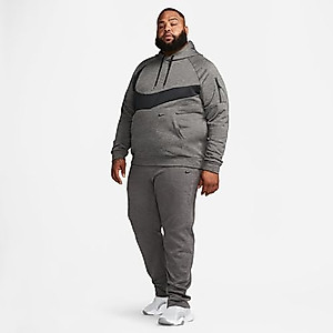 Nike Therma-FIT Men's Pullover Fitness Hoodie, (Small, Charcoal Heather/Dark Smoke)