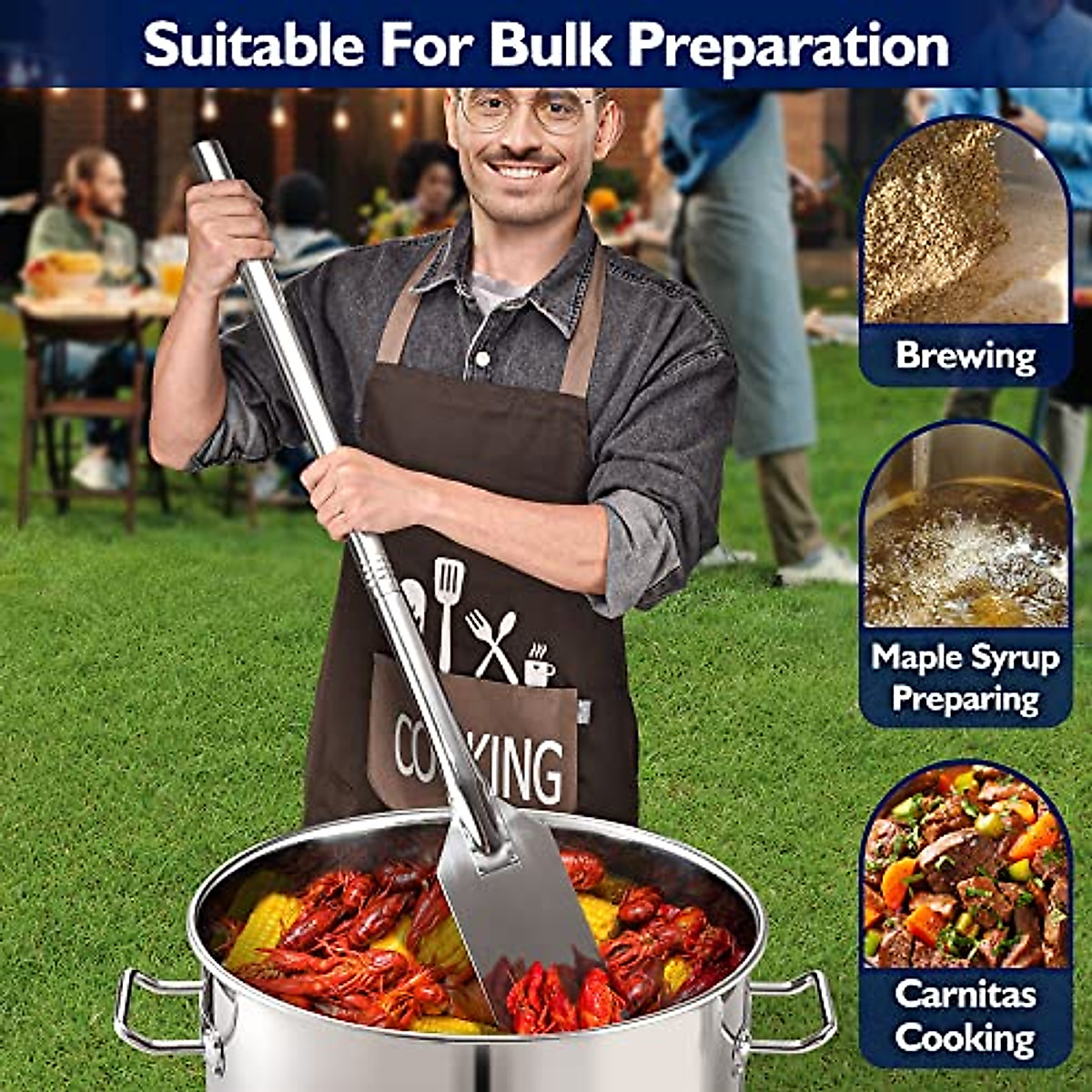 ARC WS121 48 Inch Stainless Steel Mixing Paddle with Threads Removable Handle Long Stir Paddle for Large Batch Cooking Crawfish Boil and Brewing Beer