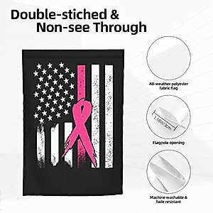 Breast Cancer Awareness Flag Double Sided Breast Cancer Home Garden Flag for Patio Lawn Home Outdoor Decor,12" X 18" (Breast Cancer Awareness)