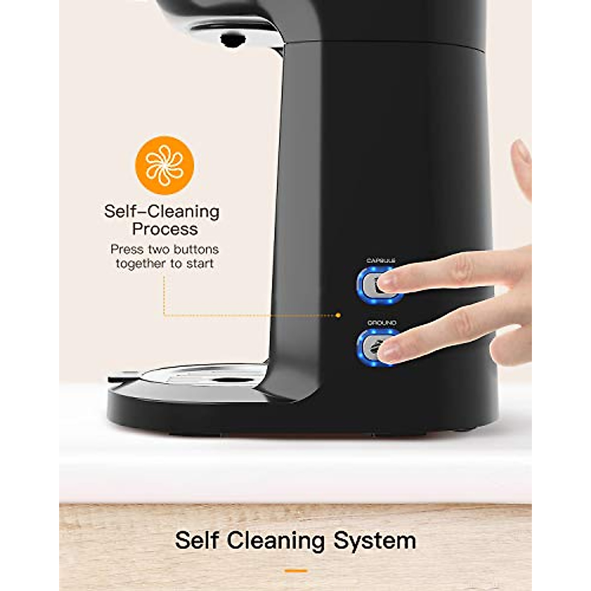 Boly Single Serve Coffee Maker with Milk Frother Combo, Small Coffee Machine for K Cups and Ground Coffee, Cappuccino Maker and Latte Machine