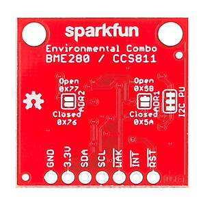 SparkFun Environmental Combo Breakout -CCS811/BME280 (Qwiic) -Provides Barometric Pressure Humidity Temperature TVOCs Equivalent CO2 (eCO2) Levels via I2C Operates 3.3V No Solder Polarized Connectors