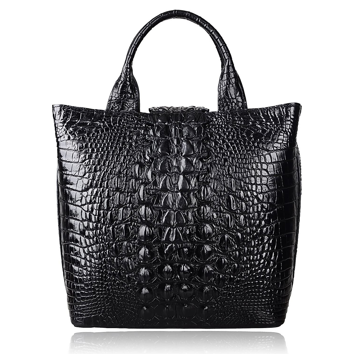 PIJUSHI Designer Genuine Leather Top Handle Satchel Handbags Bundle with Crocodile Leather Wristlet Wallet