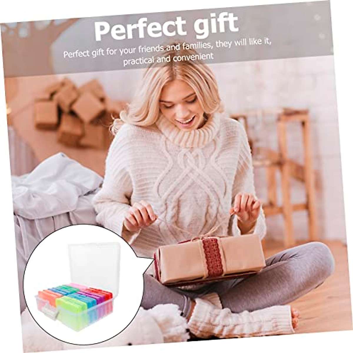 Parliky 1 Set Craft Photo X Organizer Plastic Cases Containers Photos Container Individual Case Diamond Art Project Storage Portable Stickers Clear Practical Accessory Inch for Keeper