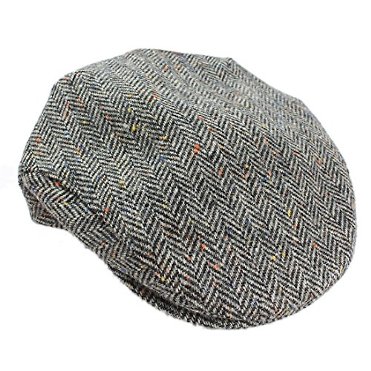 Mucros Weavers Men’s Irish Flat Cap Wool Grey Herringbone Made in Ireland Medium