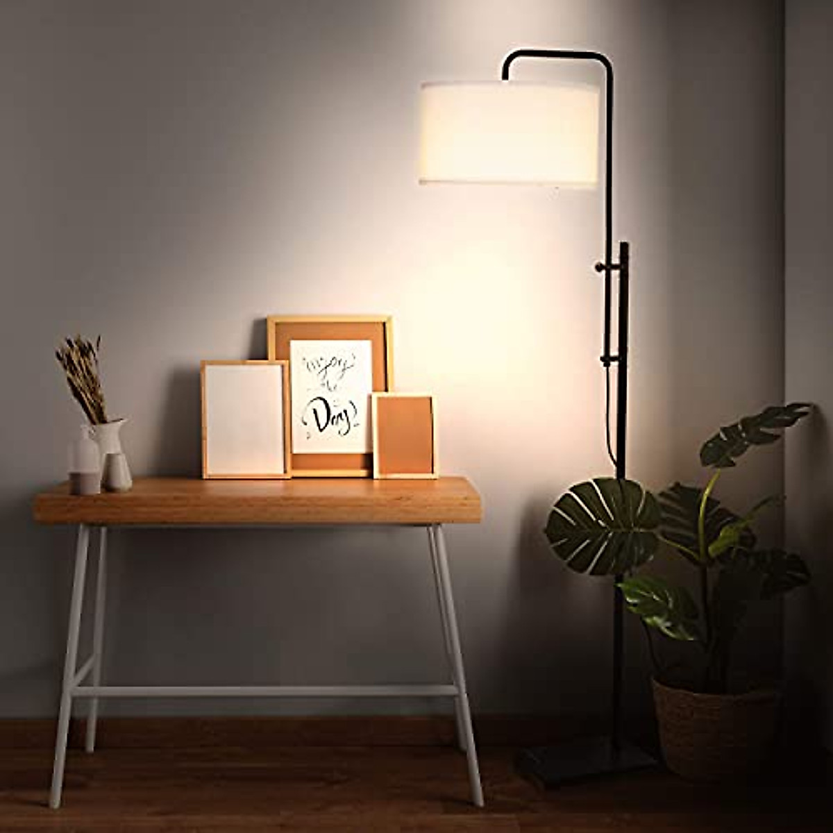 Brightech Leo Mid-Century Modern Standing Lamp for Bedroom, Contemporary Lamp for Living Rooms & Offices, Tall Lamp with Heavy Base, LED Floor Lamp, Great Living Room Décor - Black