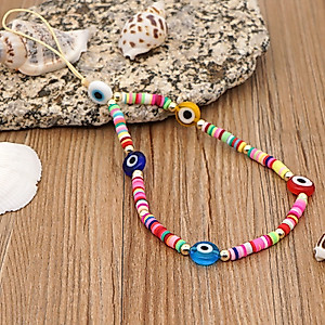 Saida Evil Eye Lucky Y2K Chain For Mobile Phone Wrist Strap Polymer Clay Wristlet String Boho Cell Phone Lanyard Beads Demon Eye key Chains style3