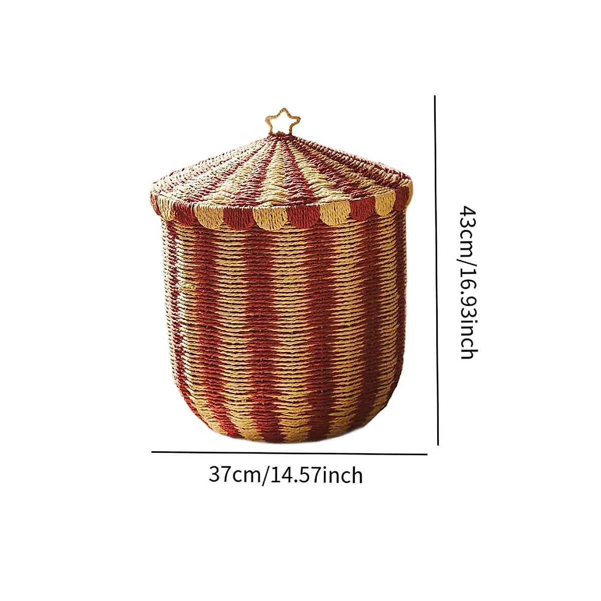 Bothyi Woven Storage Basket Laundry Basket Bin Storage Container Toys Organizer Sundries Organizer for Playroom Nursery Blanket Toys, 37cmx43cm
