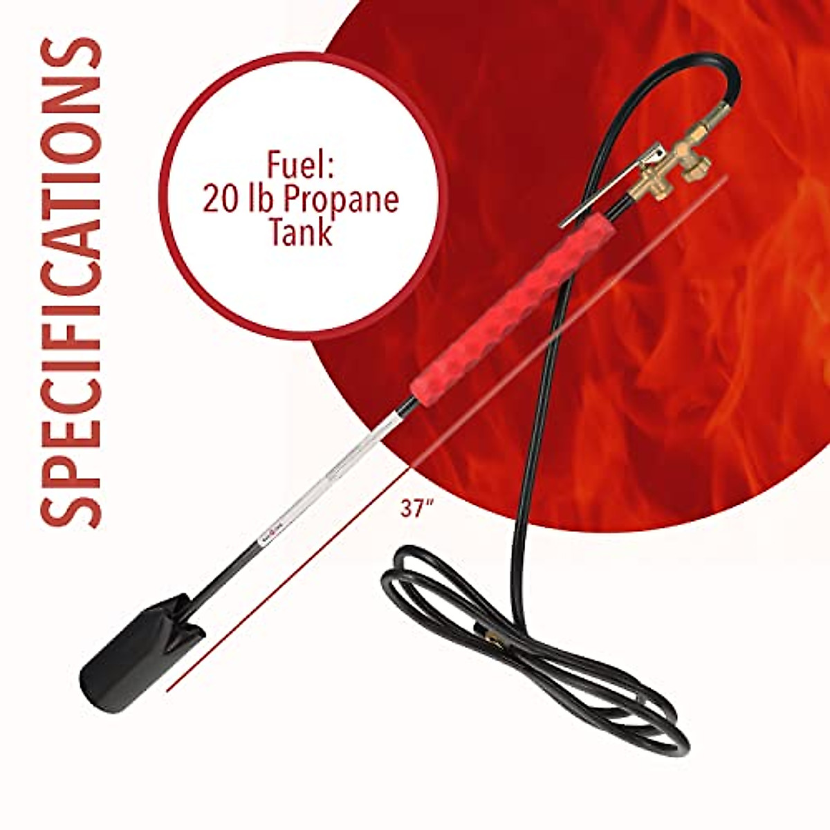 Gas One Propane Torch 500K BTU Heavy Duty Weed Burner Flamethrower with Flint Striker for Bigger Propane Tanks (5-40lb Propane Tanks)