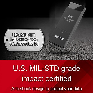 BUFFALO External SSD 1TB - Up to 600MB/s - USB-C - USB-A - USB 3.2 Gen 2 (Compatible with PS4 / PS5 / Windows/Mac) - External Solid State Drive Stick - ‎‎SSD-PUT1.0U3B