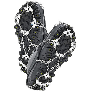 Crampons for Hiking Boots - Men and Women - 19 Non-Slip Spikes for Hiking - Hiking Spikes for Boots and Shoes - Best for Snow and Ice - Fits Size 7-10 Crampon Traction