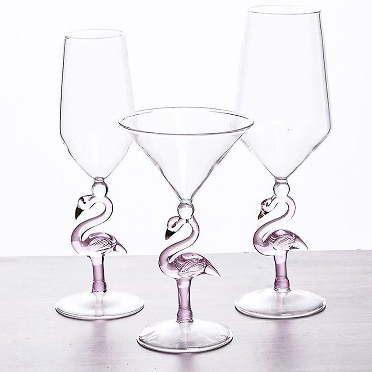 VICASKY Bar Cocktail Glass Pink Flamingo Cocktail Goblet Glass Cool Tableware Unique Bar Wine Housewares Durable Acrylic Flamingo Wine Glass Pink Flamingo Cocktail Glass