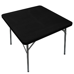 NEWISHER Square Fitted Table Cover Black Cocktail Topper Spandex Stretchable Table Top Tablecloth 36 x 36 Inch