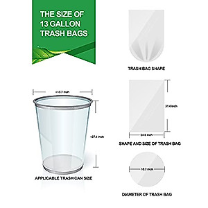 FORID Clear Medium Trash Bags - 13 Gallon Plastic Garbage Bags Tall Strong Can Liners 55 Liter Wastebasket Liners 50 Counts in 3 Rolls for Kitchen Home Office Camping