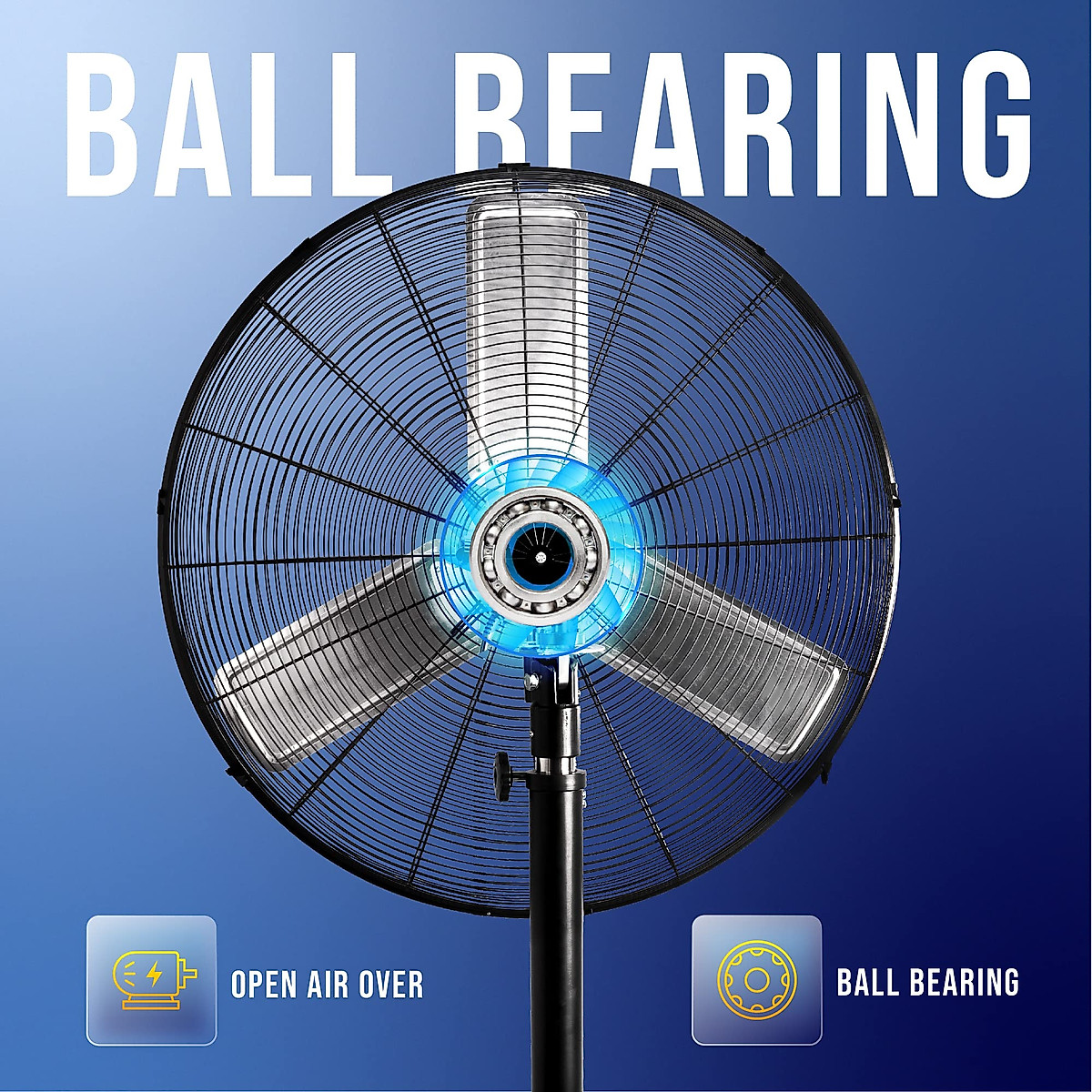 Tornado Commercial Industrial 3 Aluminum Blade Stationary Pedestal Fan, 30 Inch, Oscillating, High Velocity 8850 CFM, UL Safety Listed, Black (30 Inch Oscillating)