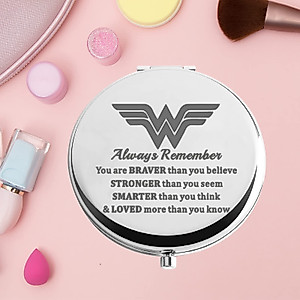 KEYCHIN Heroine Pocket Mirror Diana Fans Gift You are Braver Stronger Smarter Than You Think Heroine Compact Mirror (Heroine Mirror)
