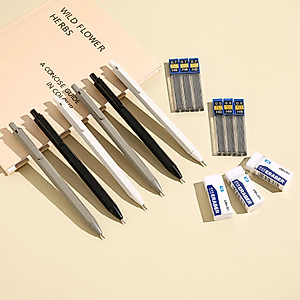 ITAWIXS Mechanical Pencil Set, 6Pcs 0.5&0.7mm HB Lead Refills, 3PCS Erasers, Aesthetic School Supplies for Writing, Drawing, Sketching