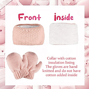 Breathffy Baby Winter Hats Warm Knitted Baby Scarf Glove Beanie Set Soft and Warm Toddler Hat and Glove Set for Girls Newborn Infant Winter Warm Accessories (Pink)